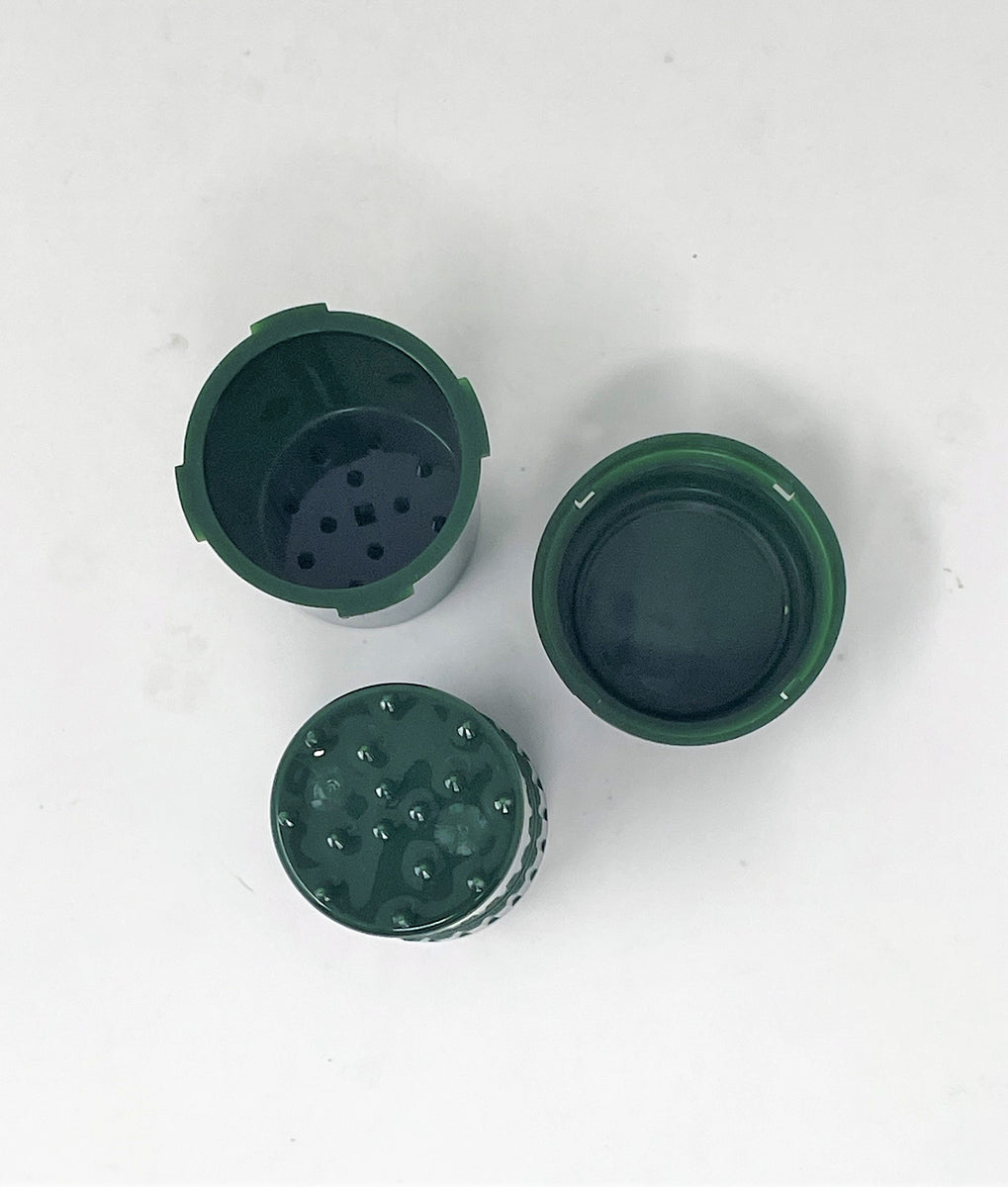 Solid Green Storage Container w/ Built-In Grinder