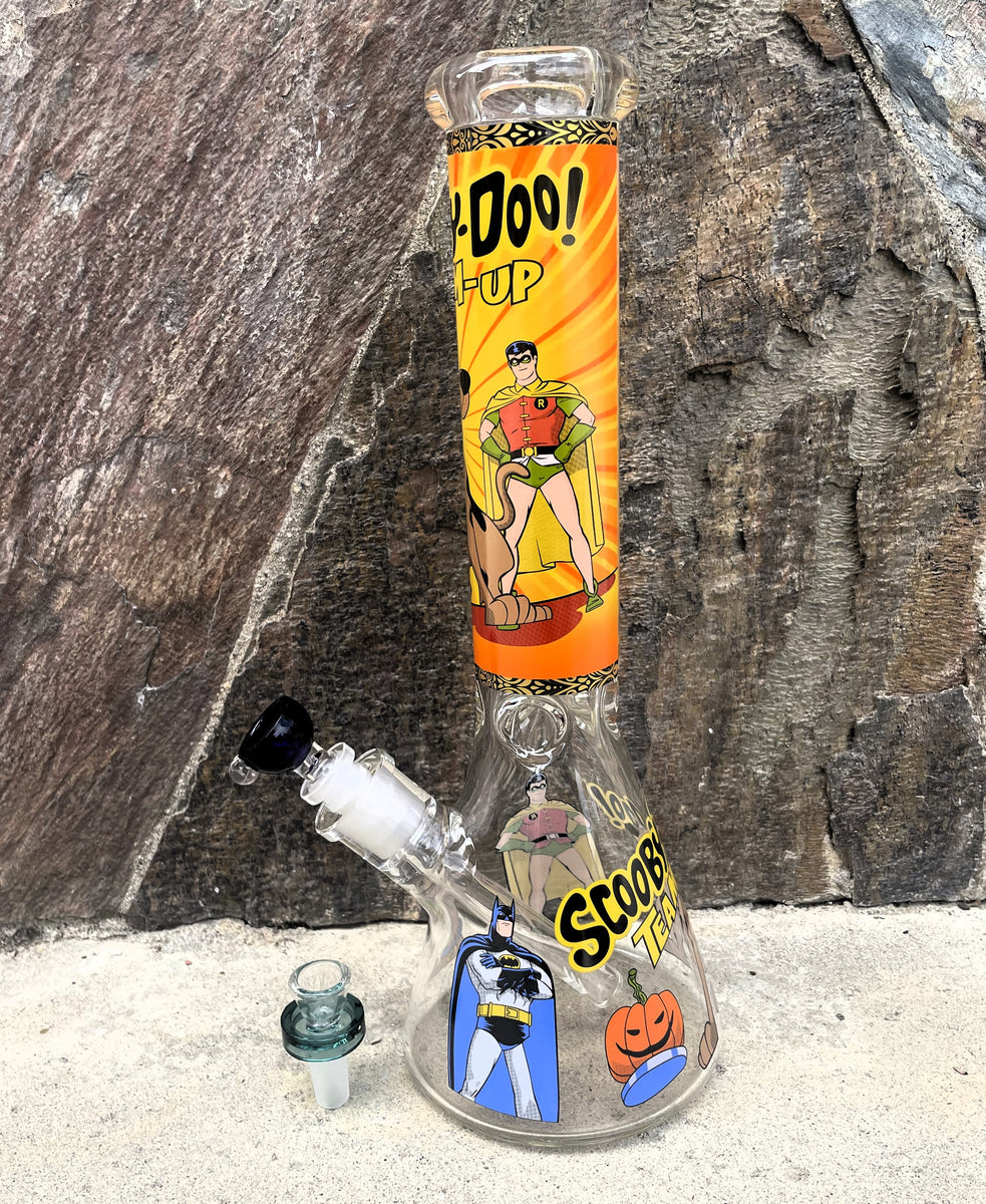 Collectible 14" Thick Heavy Glass Beaker Bong Scooby Doo Design 2 - Bo