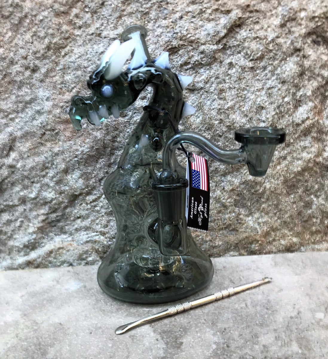 7" Collectible Glass Dragon Dab Rig w/Shower Perc, Quartz Banger & Dab