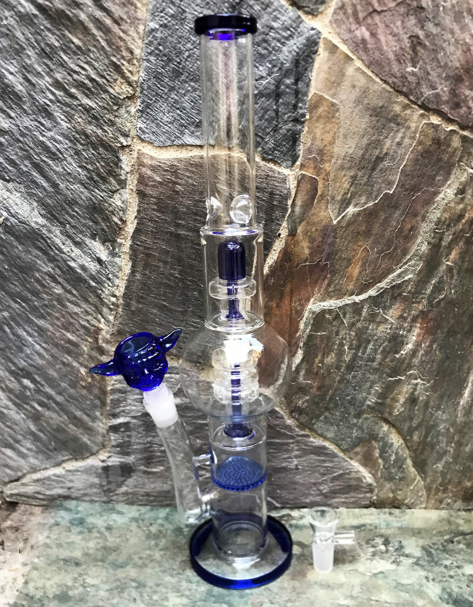 18" Thick Glass Honeycomb Rig w/2 Shower Perc's & Dome Perc + 18mm Yod