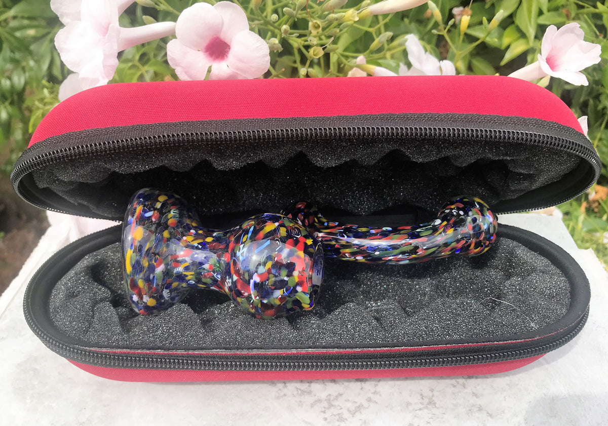 Best 6" Bubbler Water Pipe w/Cherry Red, Zipper Padded Hard Case - Spl