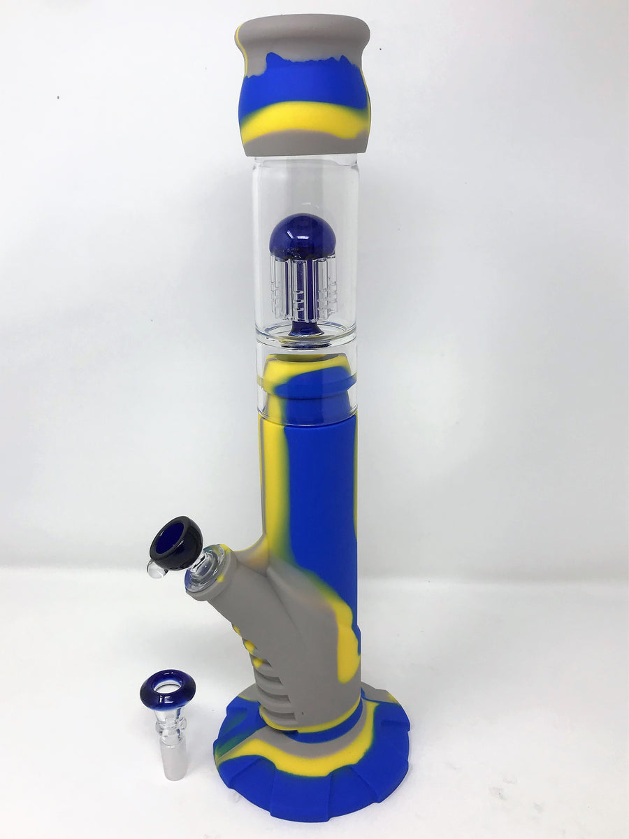 15" Silicone Detachable Bong w/Glass 8 Arm Tree Perc 2 - 14mm Slide Bo
