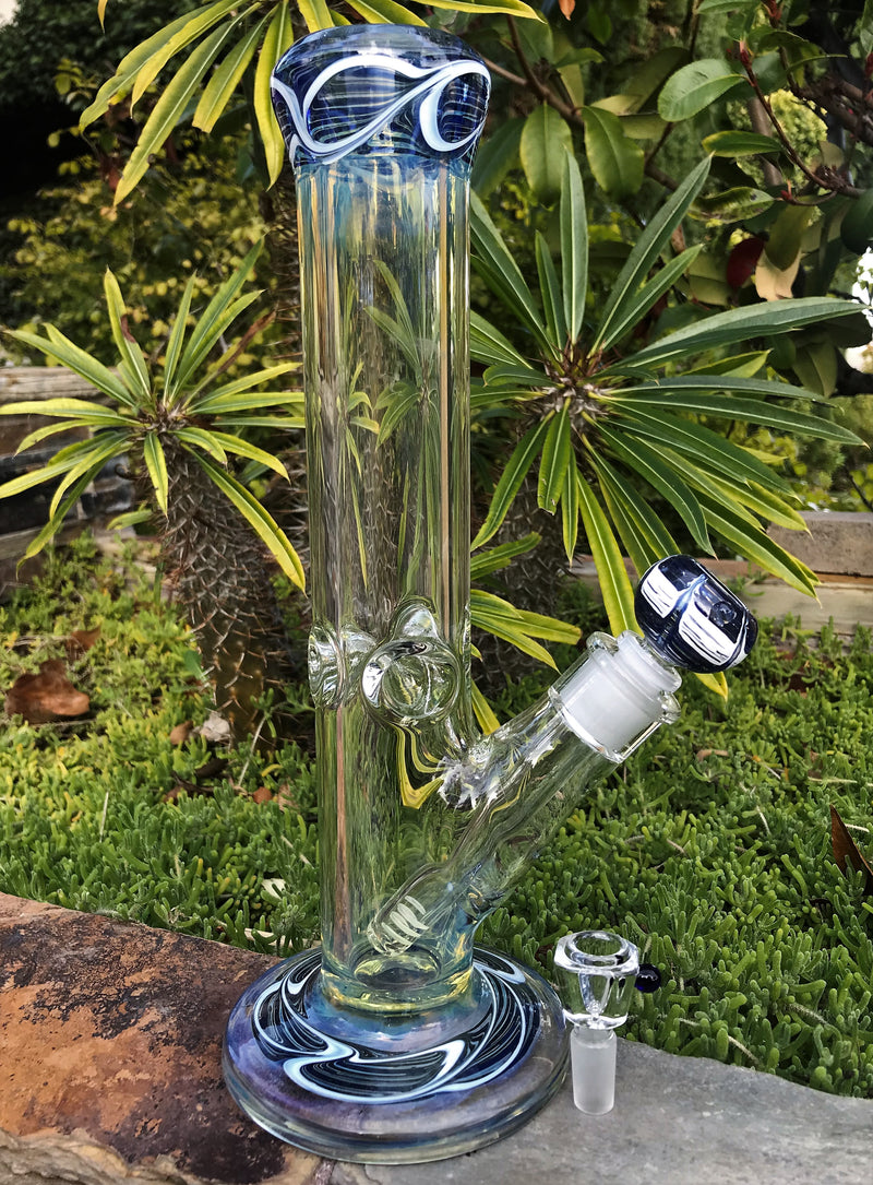 12" Classic Thick Fumed Glass, Straight Bong with Ice Catcher & 2 - 14