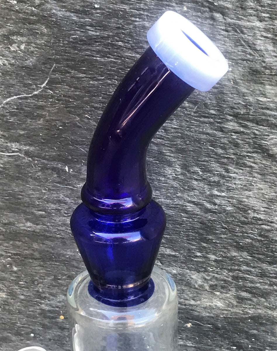 Thick Glass 10" Water Rig Shower Perc 2 - 14mm Bowls - Blu n' White