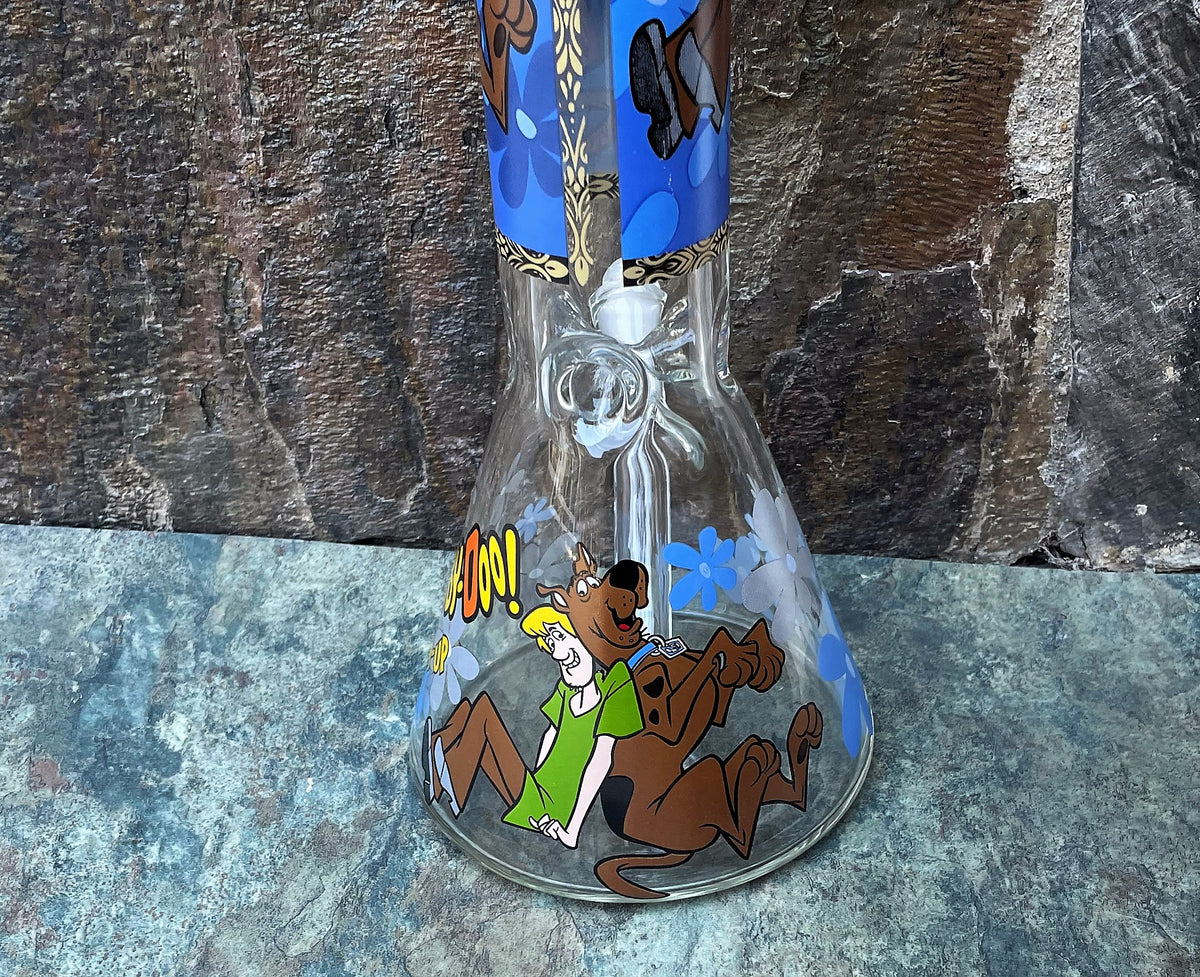 Collectible 14" Thick Heavy Glass Beaker Bong Scooby Doo Design 2 - Bo